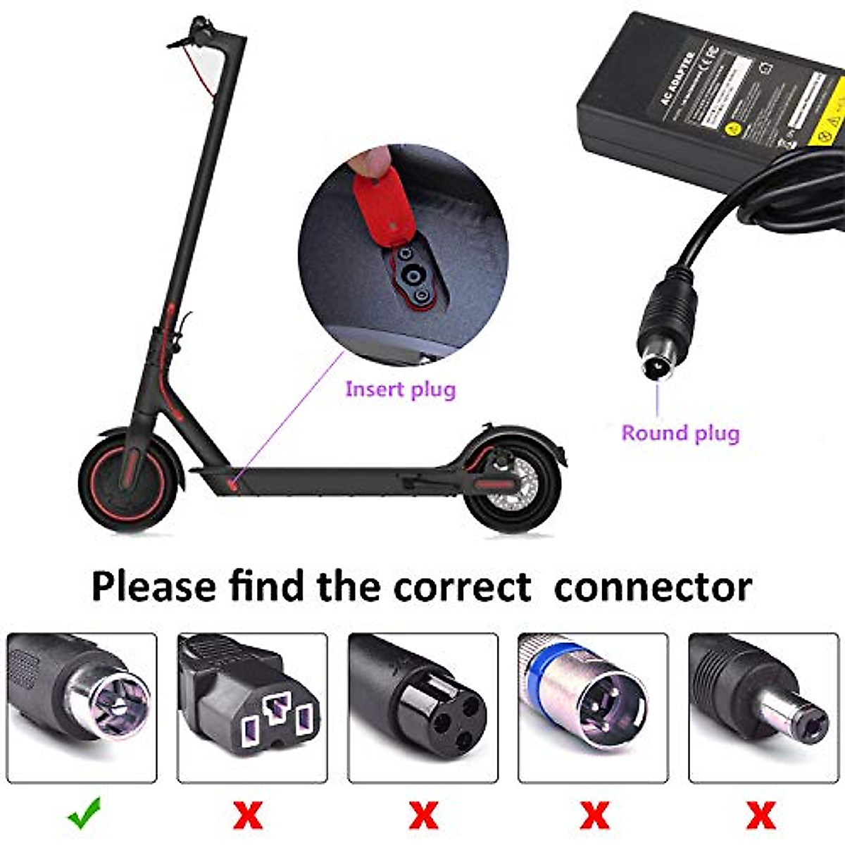 84W 42V 2A Charger for Bird Lime Lime-S Skip Spin Xiaomi M365 - Electric Scooter Charger - Brid Charger,Lime Charger- 1 Pin