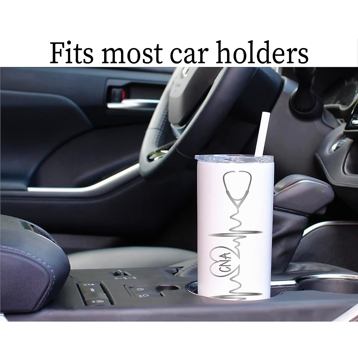 Heartbeat Nurse's Personalized Laser Engraved 20 oz Stainless Steel Skinny Tumbler with Custom Stethoscope by Avito - Includes Straw and Lid - Nurse RN, CNA, PA - Nurse Gift