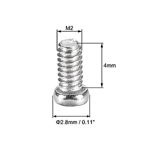uxcell M2x4mm Phillips Screw Fastener Silver Tone 2.8mm Dia Screw Head for Laptop PC TV Fan Audio Switch 100pcs