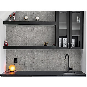 Guvana 15.7"×118" Peel and Stick Wallpaper Grasscloth Wallpaper Textured Grey Self Adhesive Removable Wall Paper for Bedroom Living Room Gray Linen Grass Cloth Contact Paper for Cabinets Decor Vinyl