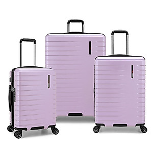 Traveler's Choice Archer Polycarbonate Hardside Spinner Luggage Set, Tie Down Straps,Purple, 3-Piece