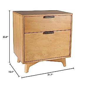 Amazon Brand – Stone & Beam Mid-Century 2-Drawer Cabinet, 21.7"W, Pine Finish
