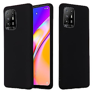 Case for Oppo Reno 5Z, Liquid Silicone Protective Phone Case for Oppo Reno 5Z with Silicone Lanyard, Slim Thin Soft Shockproof Cover for Oppo Reno 5Z Silicone Case Black