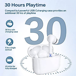 Wireless Earbuds,Bluetooth 5.1 Earbuds in Ear with Noise Cancelling Mic,Hi-Fi Stereo Bluetooth Headphones 30H Playtime IPX6 Waterproof Earphones,Pop-ups Auto Pairing Headset for Sport Home Office