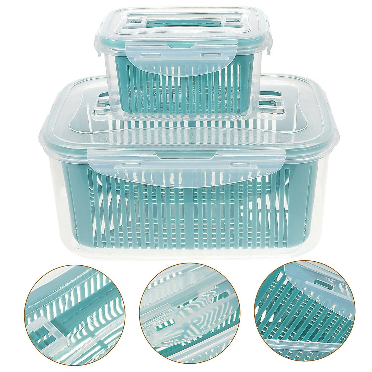 UPKOCH 2pcs Box Refrigerator Storage Box Cereal Container Food Storage Box Glass Food Containers Fruit Drain Storage Box Sink Strainer Basket Fridge Strainer Box Fresh Box Drain Fruit Box