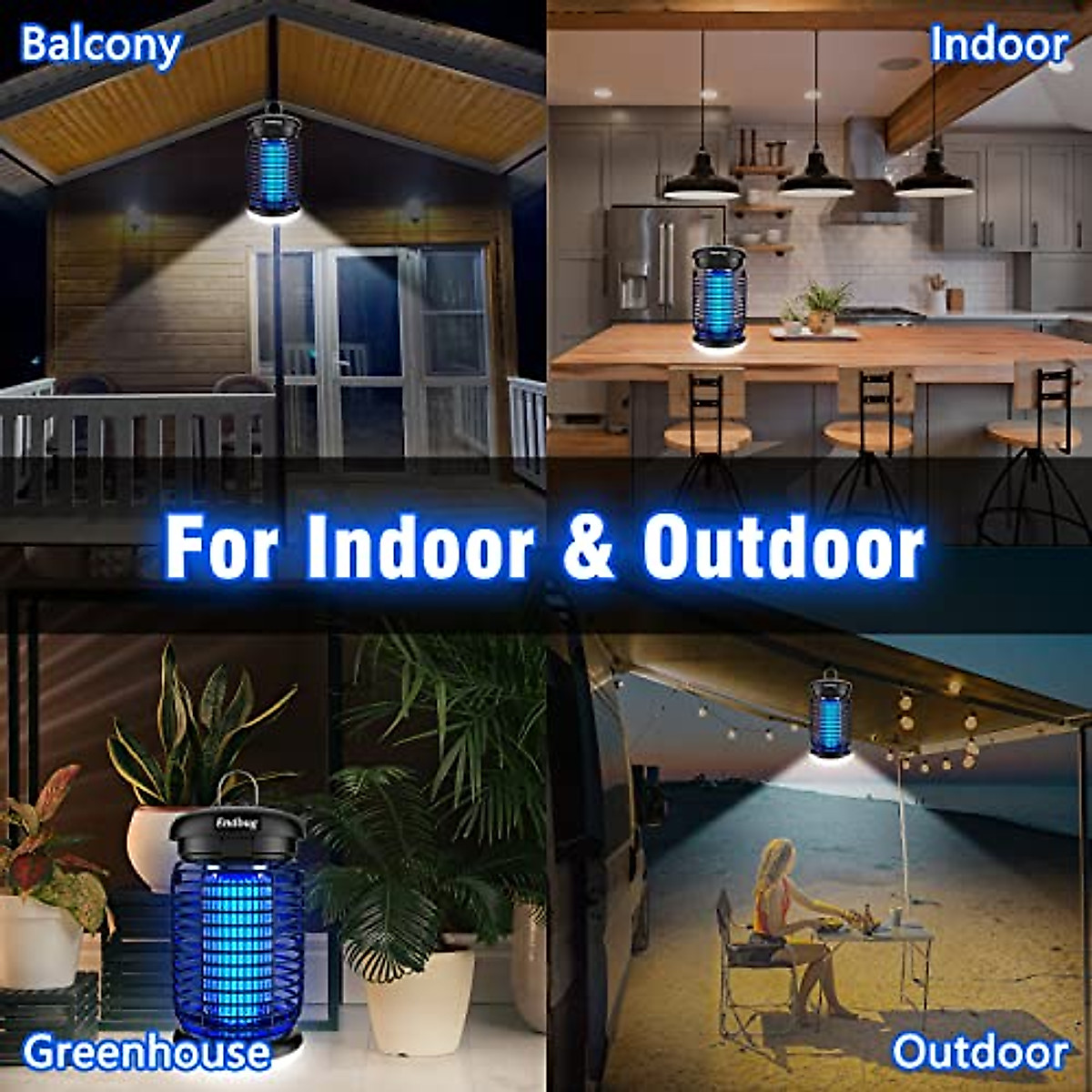 Endbug Bug Zapper Outdoor, Mosquito Zapper Outdoor with LED Light, 4200V Electric Bug Zapper, 5ft Power Cord, IPX6 Waterproof Fly Trap, 2-in-1 Fly Zapper Indoor for Patio Garden Backyard Home, Plug in