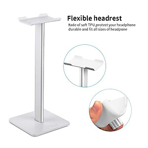 Link Dream Headphone Stand Headset Holder Gaming Headset Holder with Aluminum Supporting Bar Flexible Headrest Anti-Slip Earphone Stand for All Headphones, White