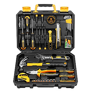 DEKOPRO 100 Piece Home Repair Tool Set,General Household Hand Tool Kit with Plastic Tool Box Storage