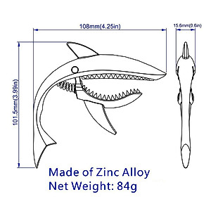 Imelod Zinc Alloy Guitar Capo Shark Capo for Acoustic and Electric Guitar with Good Hand Feeling, No Fret Buzz and Durable(Black)