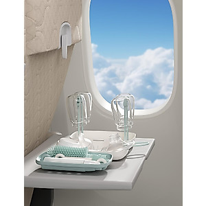 Momcozy Bottle Brush Set - Baby Bottle Cleaner Kit with Silicone Brush, Nipple Brush, Straw Brush, Soap Dispenser, Drying Rack - 7 in 1 Bottle Cleaning Tool for Home and Travel, Green