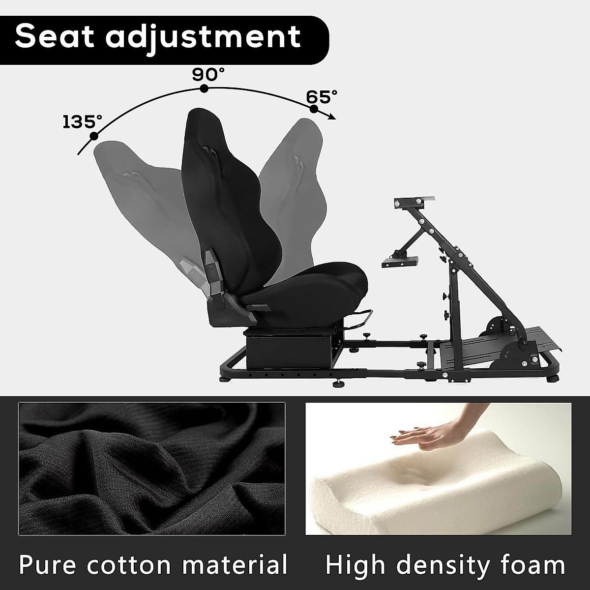 Minneer Immersion Racing Simulator Cockpit/with Black Seat/Fit for Thrustmaster,FANTEC,logitech G25,G29,G92,G923 /Height Adjustable Gaming Steering Wheel Stand/Wheel&Pedals Not Included