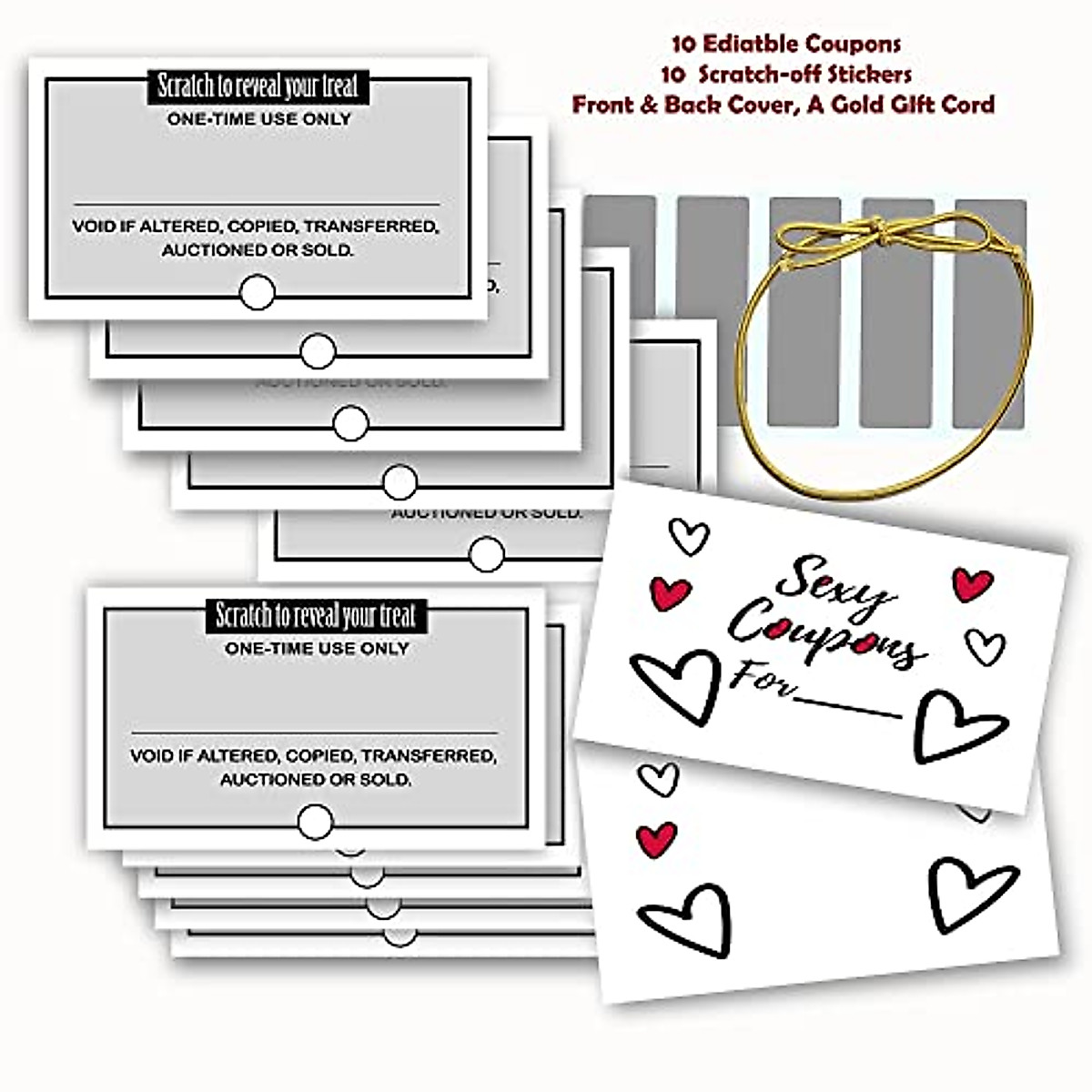Love Coupons, Valentines Coupon book, Custom Scratch off Coupon Gifts for Him, Her, Boyfriend, Girlfriend or Couples