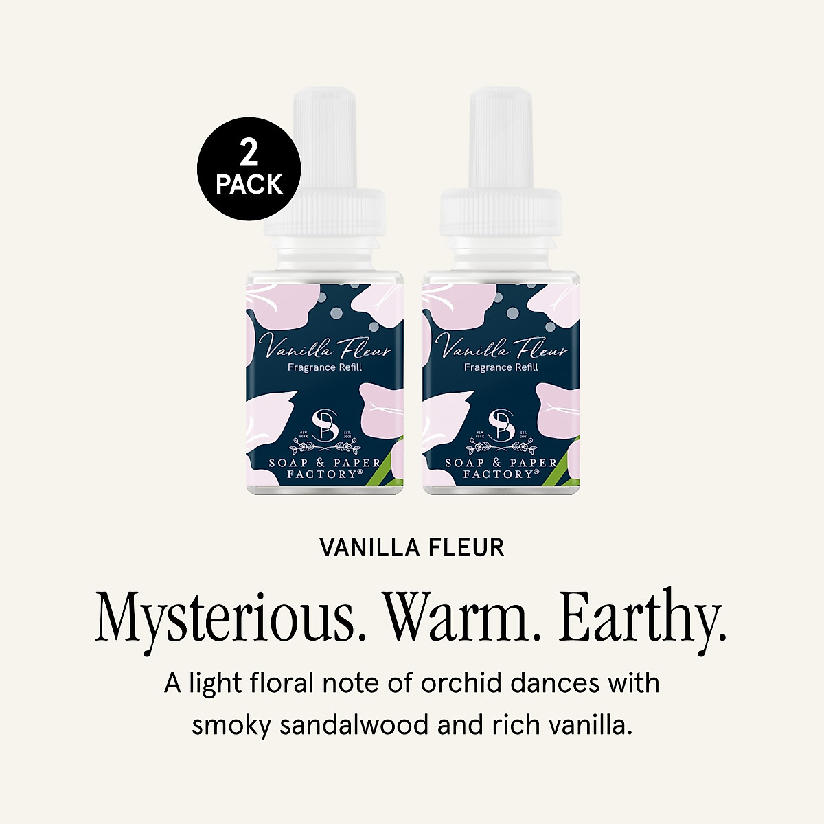 Pura and Soap & Paper Factory Diffuser Scent Refill - Smart Home Air Diffuser Fragrance - Up to 120-Hours of Luxury Fragrance per Vial - Clean & Safe Diffuser Fragrance - 2 Pack, Vanilla Fleur