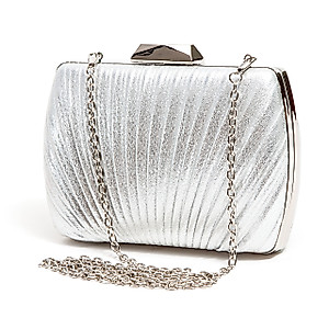 LADY COUTURE Shell pleated Clutch Bag, SHELL BAG SILVER