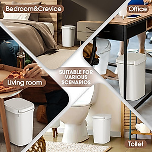 CEROELDA 3 Pack Bathroom Small Trash Can with Lid, 10L/2.6 Gal Slim Garbage Can with Press Top Lid, Plastic Wastebasket with Pop-up Lid for Toilet, Office, Bedroom (Muti 1, 3 Pack)