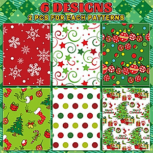 Whaline 12 Sheet Christmas Wrapping Paper Funny Cartoon Character Gift Wrap Paper Xmas Red Green Folded Flat Decorative DIY Craft Art Paper for Party Decor Supplies, 19.7 x 27.6 inch