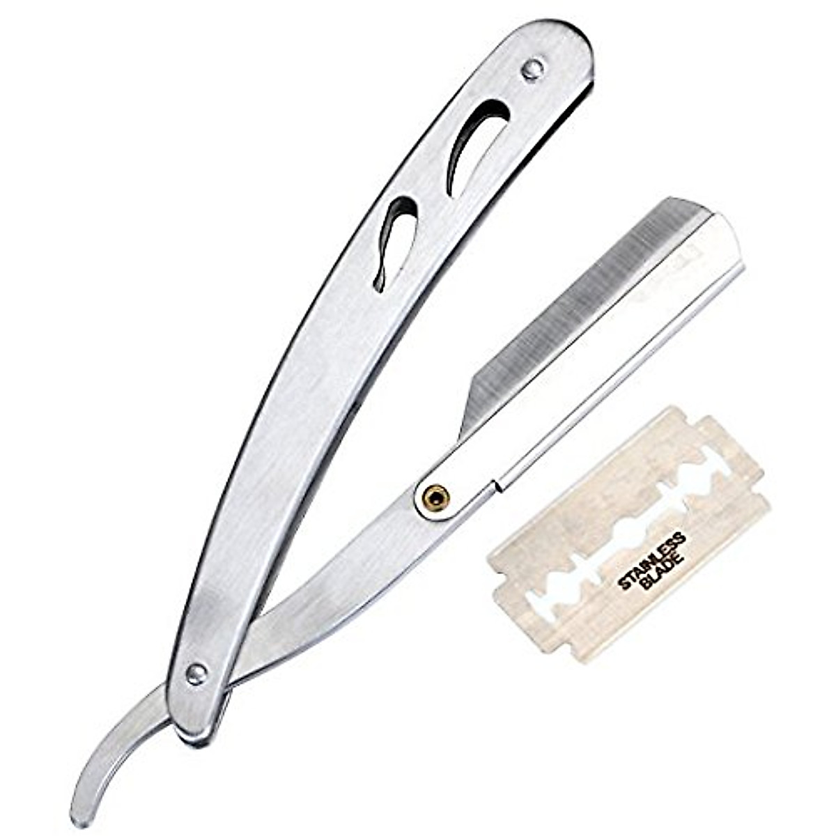 CCbeauty Stainless Steel Barber Men Straight Edge Shaving Razor Knife Handle Badger-hair Beard Shaving Brush Tool Kit and 10Pcs Refill Blades Kit