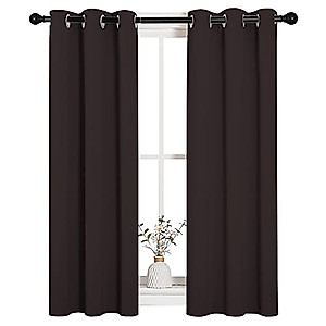 NICETOWN Blackout Curtain Panels for Bedroom Window, Triple Weave Microfiber Energy Saving Thermal Insulated Solid Grommet Blackout Draperies and Drapes (1 Pair, 29 inch by 45 inch, Toffee Brown)