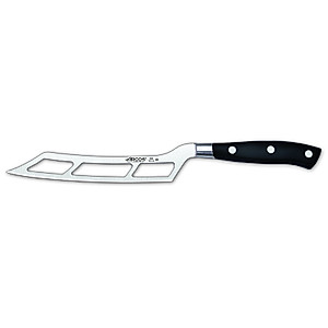 ARCOS Cheese Knife 6 Inch Nitrum Stainless Steel and 145 mm blade. Ergonomic Polyoxymethylene POM Handle. Series Riviera. Color Black
