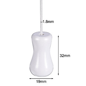 1.8 mm White Braided Lift Shade Cord 55 Yards/Roll with 4 Pieces White Wood Pendant for Aluminum Blind Shade, Gardening Plant and Crafts (White)