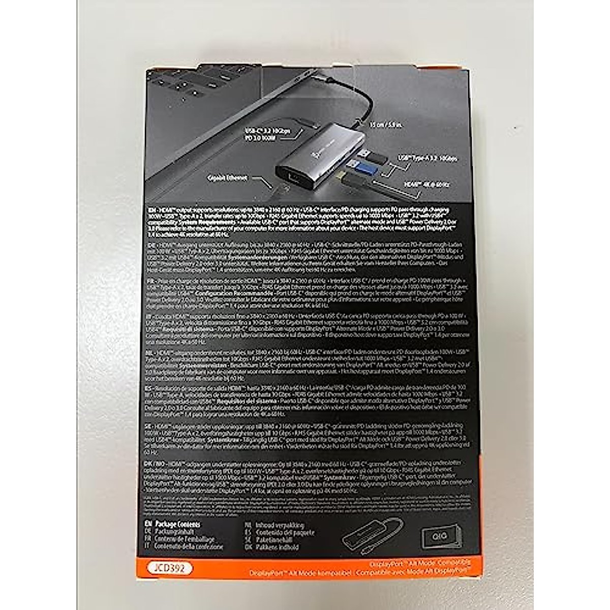 j5create USB C Hub - 4K 60Hz HDMI, 2 USB-A 10Gbps, USB-C 10Gbps with PD 100W, Ethernet, | Multiport Adapter for MacBook, ChromeBook, XPS, Surface Pro (JCD392)