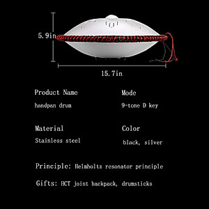 Steel Tongue Drum Tank Drum 9 Notes 14 Inch, Handpan Drum with Standard D Key Percussion Instrument Tongue Drums Kit,Hand Drums for Adults with Mallets and Soft Hand Pan Bag for Meditation Entertainme