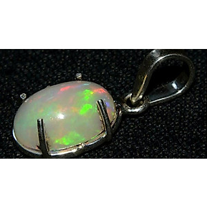 925 Sterling Silver Natural Oval Ethiopian Fire Opal Pendant October Birthday Gift Multi Color 17 inch