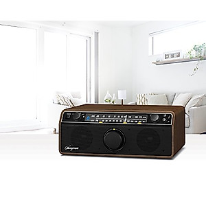 Sangean WR-12BT AM/FM/Bluetooth/AUX-In Stereo Analog Wooden Cabinet Radio (Dark Walnut)