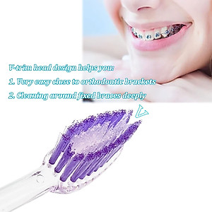 Orthodontic Toothbrush Double Ended Ortho Toothbrush V-Trim Brush and Interspace Brush for Ortho Brace Teeth Cleaning, 5 Pcs