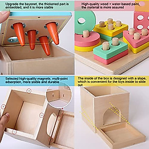 BESTAMTOY Wooden Montessori Toy for 1+ Year Old, Shape Sorter,Object Permanence Box, Coin Box, Carrot Harvest, Toddler Learning Toy for Kid Age 1, 2, 3 Year Old, Girl boy Gift for Baby 6-12 Month