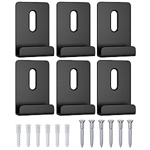 BAGTeck 6Pcs Metal Mirror Clips Wide Channel Mirror Hanger Clip Kit Large Heavy Retainer Clips for Mirrors with Screw Mirror Clips for Wall Mounting Frameless Mirror Billboard Displays (Black)