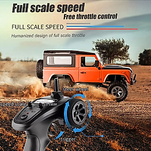Adepe 1/10 Scale Large Size Rc Car - 2.4GHZ Full Scale Throttle Remote Control Vehicle - 4WD All Terrain Crawler Climbing RC Truck - Hobby Toy Cars for Adult & Kids, RTR