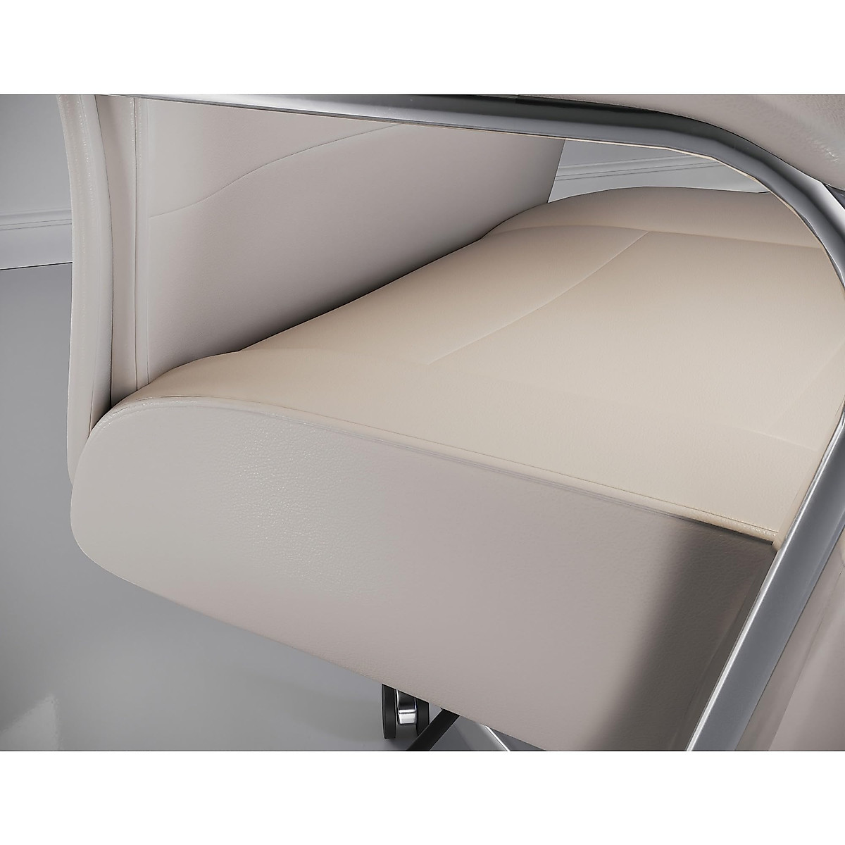 Realspace® Modern Comfort Modee Vegan Leather High-Back Executive Office Chair, Sand/Chrome, BIFMA Compliant