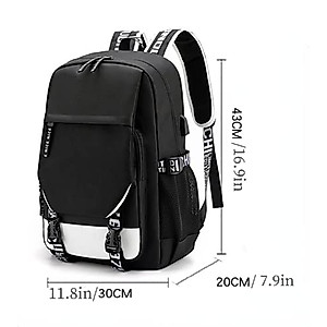 HUIHSVHA Anime Backpack, Large Capacity School Laptop Bag with USB Charging Port, Casual Travel Daypack For Adult Youth
