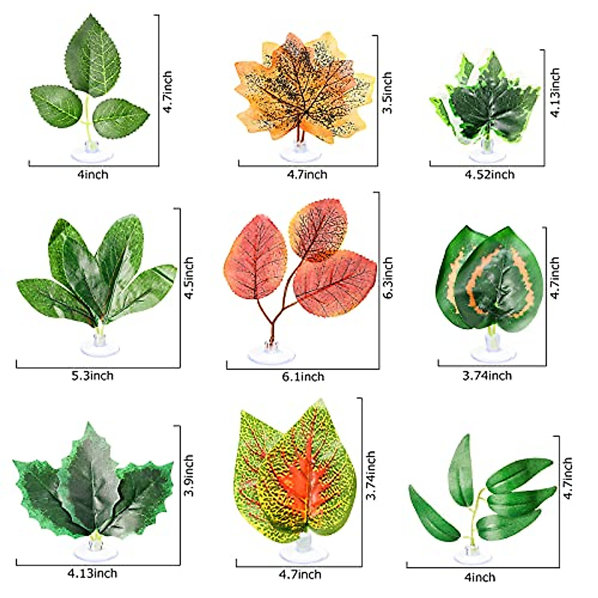 9 Pieces Betta Hammock Bed Leaf Silk Plants Aquarium Pad Artificial Fish Tank Rest Spawning Bed with Suction Cup Aquarium Fish Tank Plant Leaves Decorations for Resting Simulating Habitat, 9 Styles