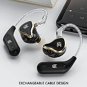 KZ ZAS IEM Earphones Headset Metal Frame,16-Unit Hybrid High-Frequency 7BA+10mm Dual DD HiFi Stereo Sound Earphones Noise Cancelling Earbuds Built-in Callable(in-Ear Headphones Wired Black with Mic)