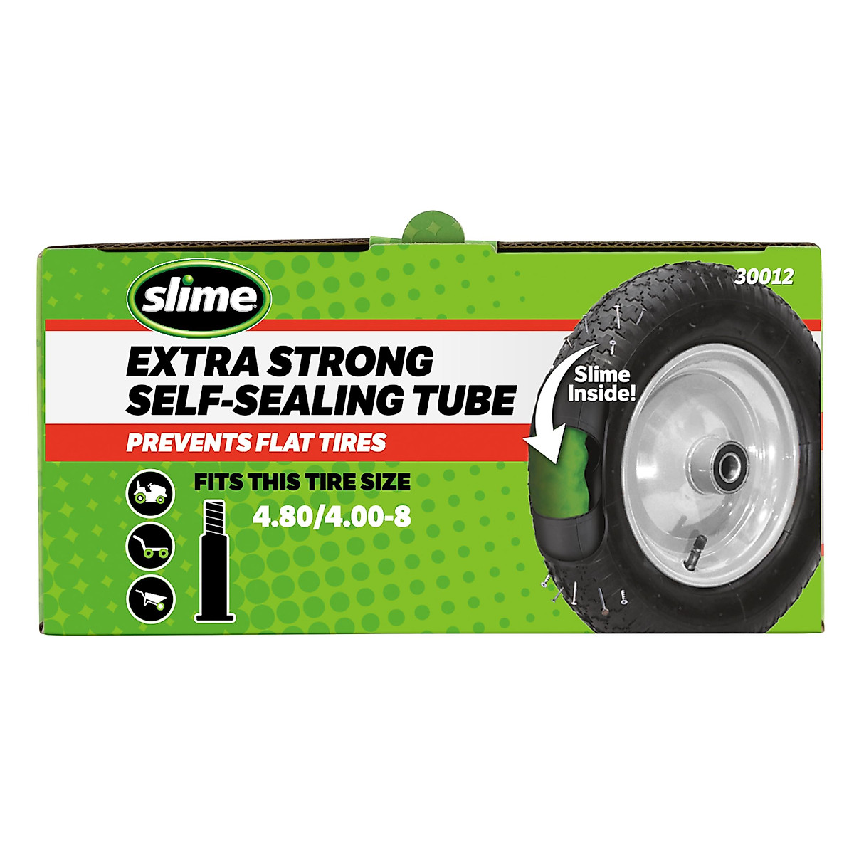 Slime 30012 Inner Tube for wheelbarrows, Lawn Mowers, Trailers, Tractors, Golf Carts, 4-Wheelers and More, Extra Strong, Includes Self-Sealing Sealant, Heavy Duty, Replacement, 4.80/4.0-8"