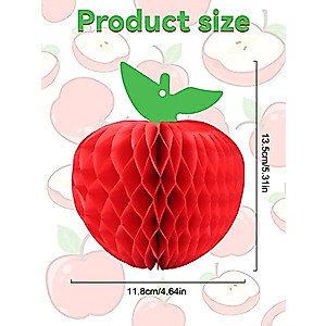 10 Packs Honeycomb Tissue Paper Apple, Kalolary Hanging Paper Apple Fruit Decoration for School Garden Room Baby Shower Birthday Party Decorations, Red (4 Inch)