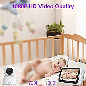 Maysly Video Baby Monitor with Camera and Audio,1080P 5" LCD Screen with Night Vision,Two Way Audio,Temperature Detection,1000ft Range Support Micro SD Card Storage
