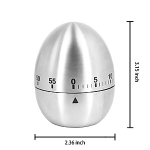 U/S Egg Kitchen Timer Cute Manual,Stainless Steel Metal Mechanical Visual Countdown Cooking Timer with Loud Alarm for Kids Cooking Tools
