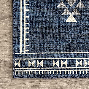 nuLOOM Evalyn Machine Washable Southwestern Motif Area Rug, 5' x 8', Navy