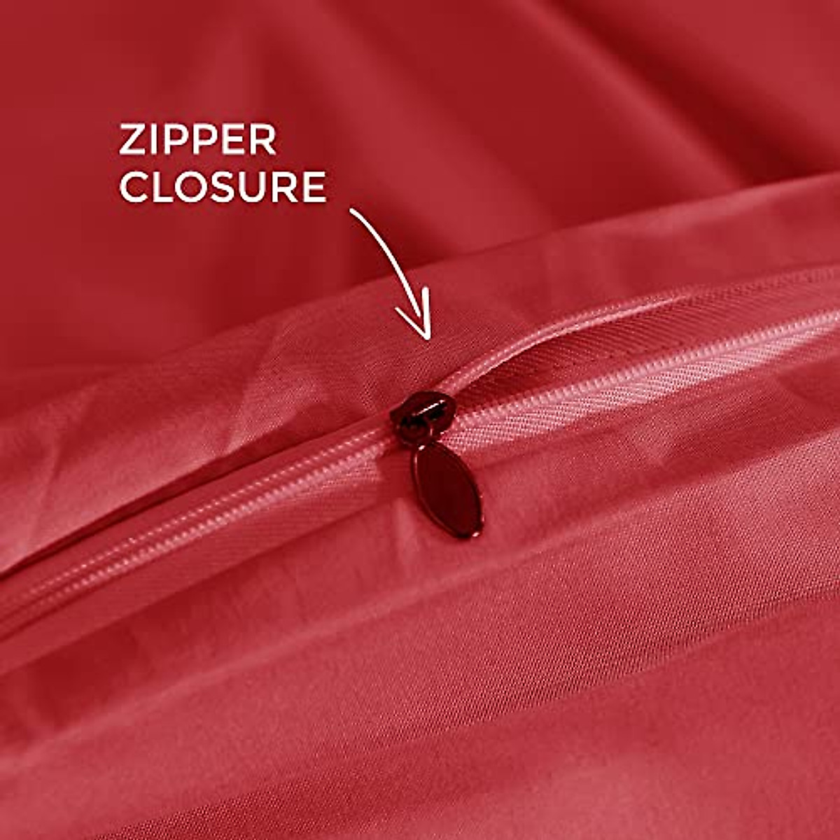 BHT Premium Microfiber Duvet Cover Set – 3 Pieces - Super Soft 1800 Thread Count with Zipper Closure - Fade & Wrinkle Resistant (Red, Queen)