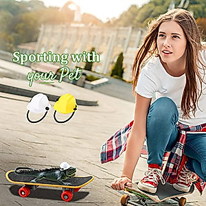 5 Pieces Bearded Dragon Accessories Toy Set Bearded Dragon Leashes and Harnesses S/M/L 3 Size Packed Lizard Harness Mini Scooter Lizard Helmet Hats Adjustable Bearded Dragon Leash (Black)