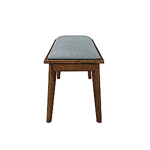 Coaster Furniture Aldredo Mid Century Modern Wood Dining Bench Upholstered Padded Seat Cushion Gray Fabric Walnut 108083