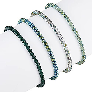 Noessla Beaded Boho Stretch Bracelet Colorful Stackable Crystal Beads Bracelets Trendy Costume Jewelry Mothers Day Gifts for Women (Green)