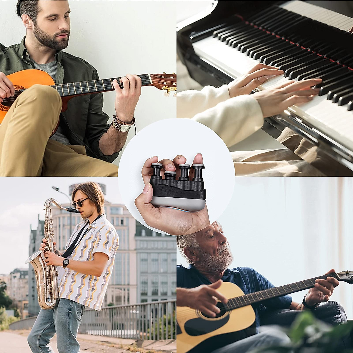 5 Pounds Piano Hand Grip Finger Trainer Black Adjustable Finger Power Device Training Grip Strengthener Hand Exerciser for Adult