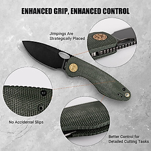 Vosteed Pocket Knife Folding Knife: 2.93" EDC Knife for Men Small Pocket Knives for Men Women Gifts Sharp Cool Pocket Knife with Clip Sandvik 14C28N Blade Micarta Handle Fathers Day Dad Gifts - Acorn