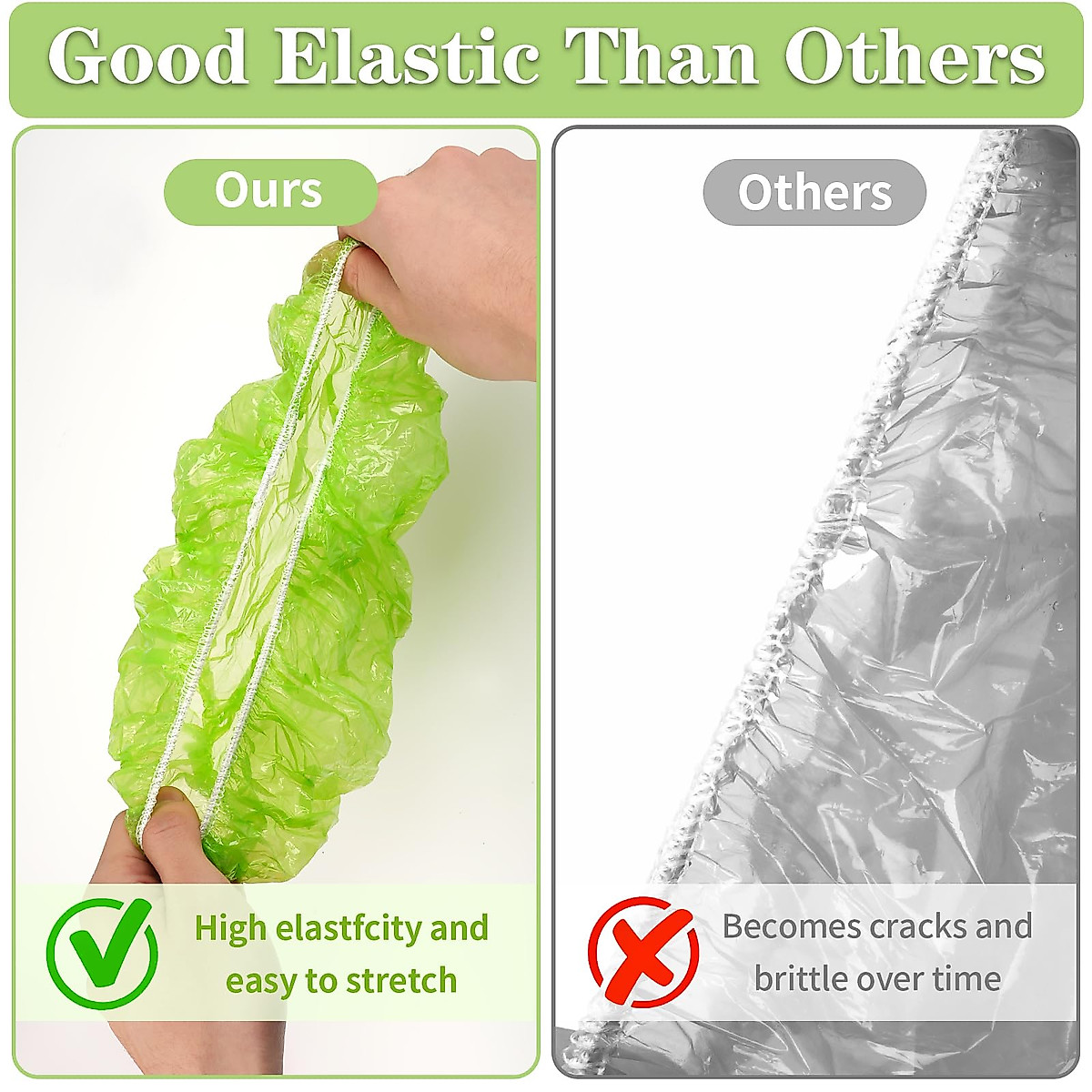 Plastic Bowl Covers Elastic Reusable - 60 PCS Fresh Keeping Bags, 3 Size Food Covers Stretch, Shower Cap Bowl Storage Covers（6/8/10inch）