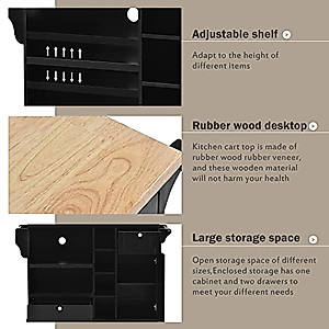 JIJIWANG Storage Cabinet Wood with Drawers and Shelves for Kitchen,Kitchen Sideboard with Drawers and Towel Rack,Coffee Bar Wine Bar Office Bar Kitchen Counter for Dining Room,Bathroom(Black)
