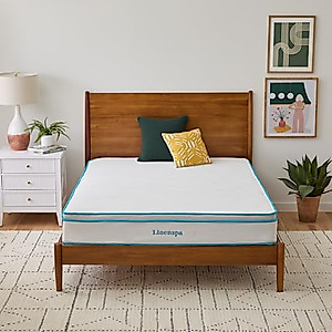 Linenspa 10 Inch Memory Foam and Spring Hybrid Mattress - Medium Feel - Bed in a Box - Quality Comfort and Adaptive Support - Breathable - Cooling - Perfect for a Guest Bedroom - Queen Size